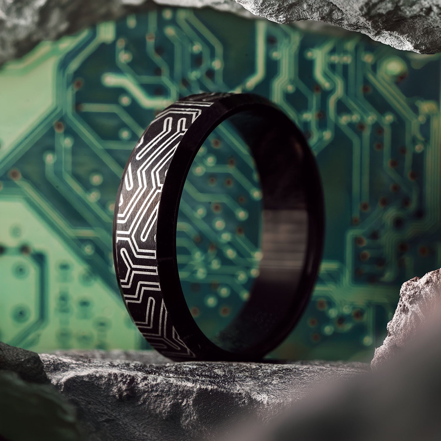 Electro Circuits Beveled Ring - Stainless Steel, Anti-Tarnish ...