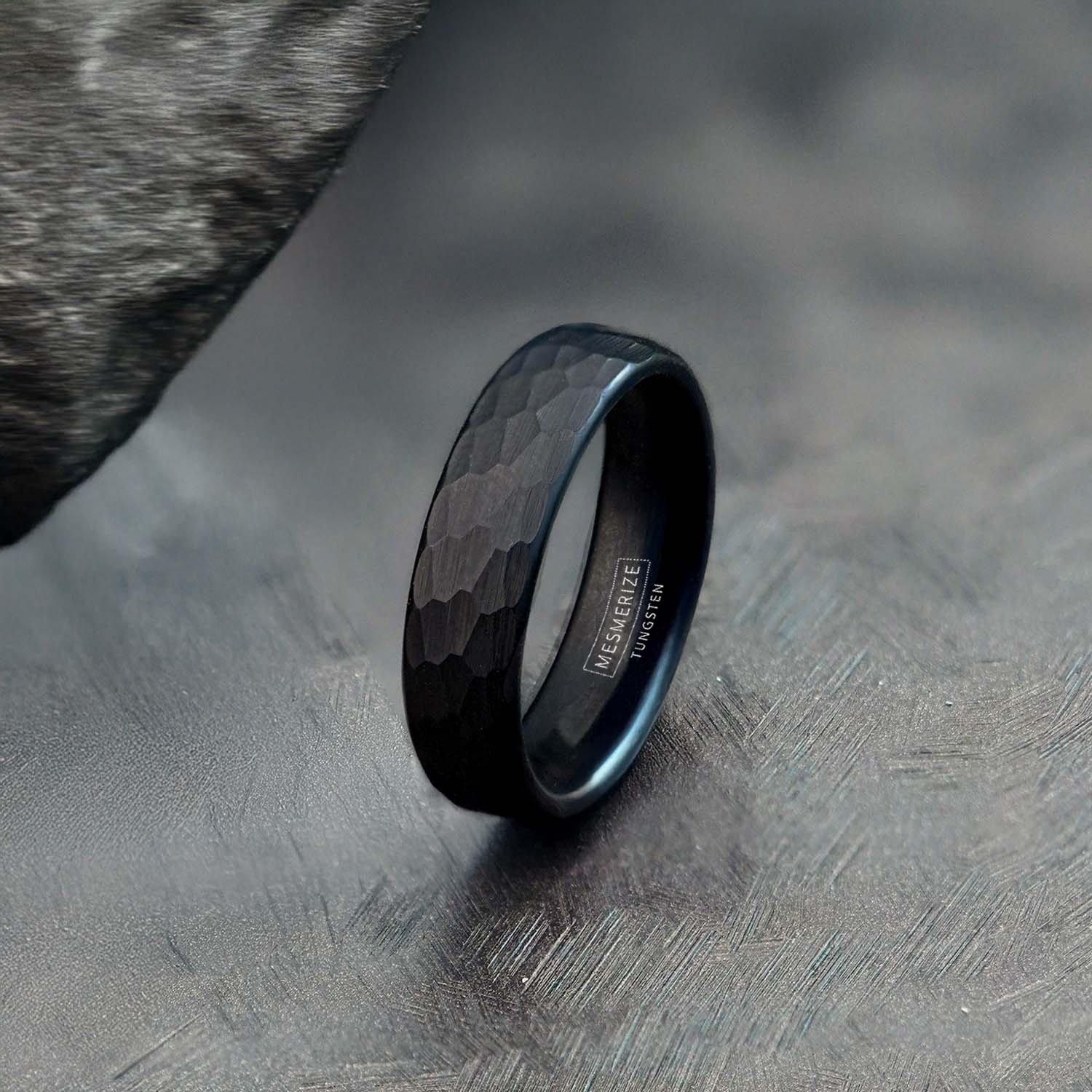 Forged Hammered Tungsten Carbide Band Ring - Mesmerize India
