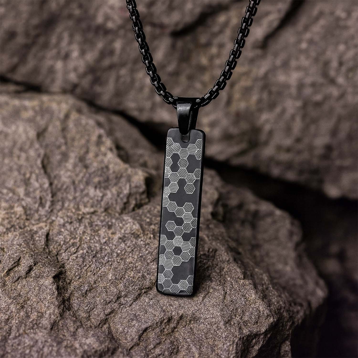 Buy Black Hex Matrix Mini Tag Necklace Online for Men | Mesmerize