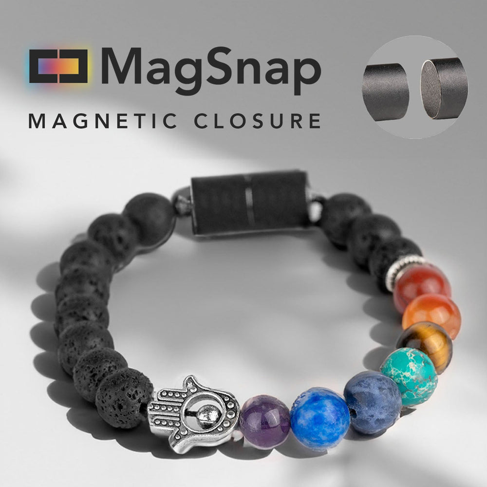 Lava 7 Chakra Natural Stone Hamsa Bracelet with MagSnap FOR MEN by ...