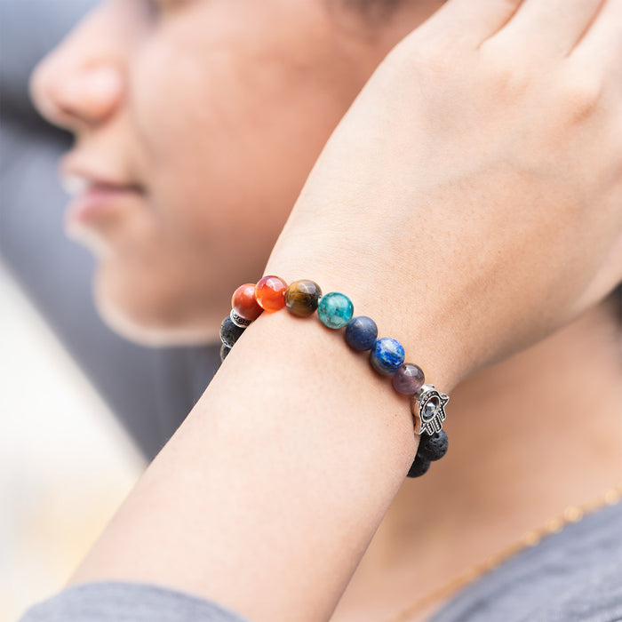 Lava 7 Chakra Natural Stone Hamsa Bracelet with MagSnap FOR MEN by ...