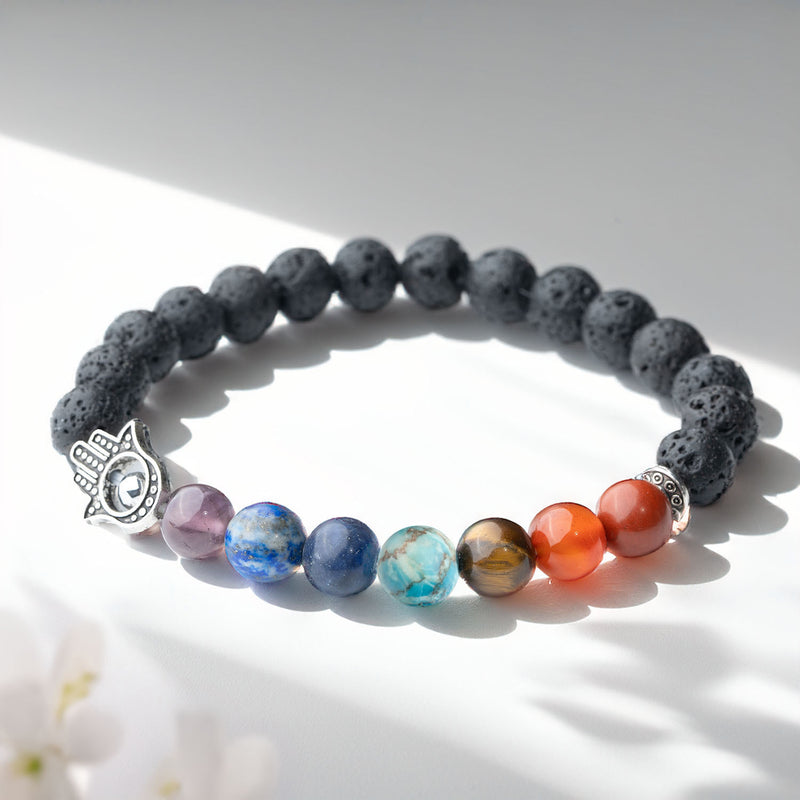 Lava 7 Chakra Natural Stone Hamsa Bracelet with MagSnap FOR MEN by ...