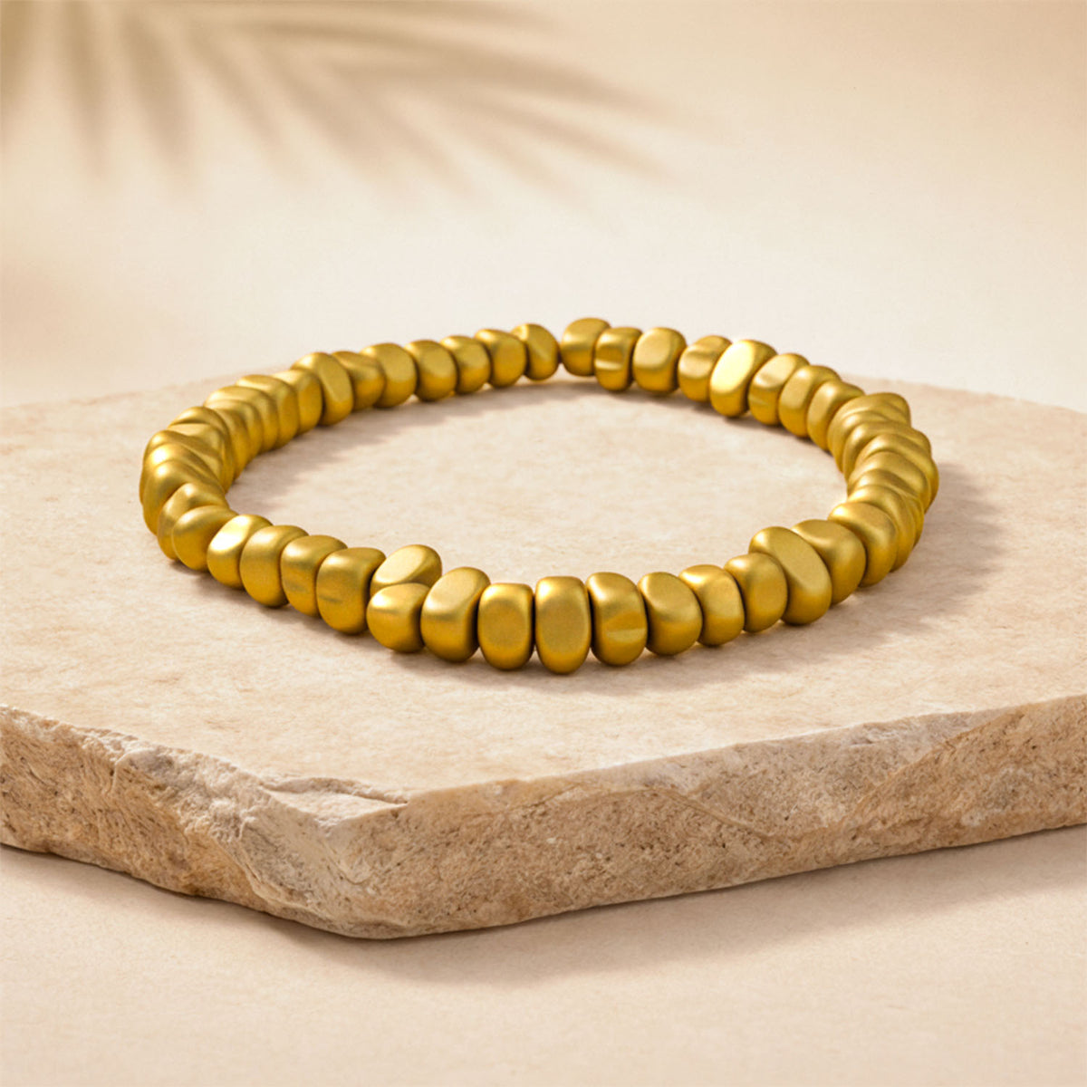 Matte Gold Hematite Stack Natural Stone Bracelet by Mesmerize