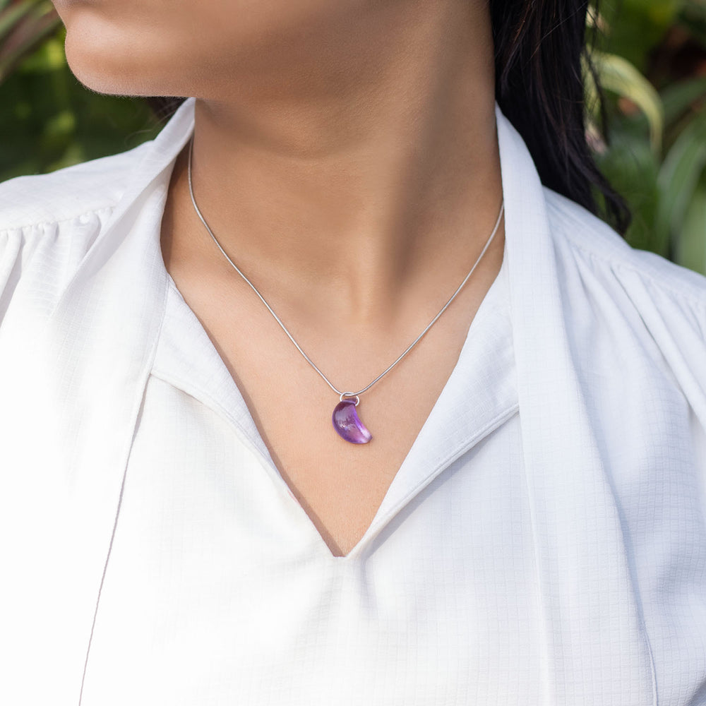 Wellness Amethyst Natural Stone Heart Necklace- Mesmerize India