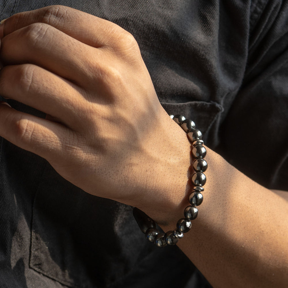 Mystic Grey Hametite Natural Stone Bracelet by Mesmerize