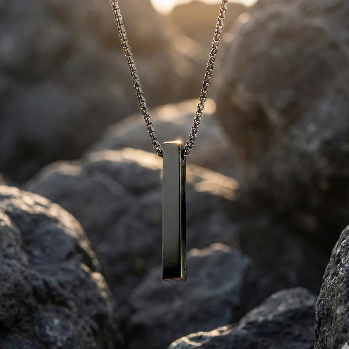Grounding Obsidian Natural Stone Bar Necklace| Mesmerize