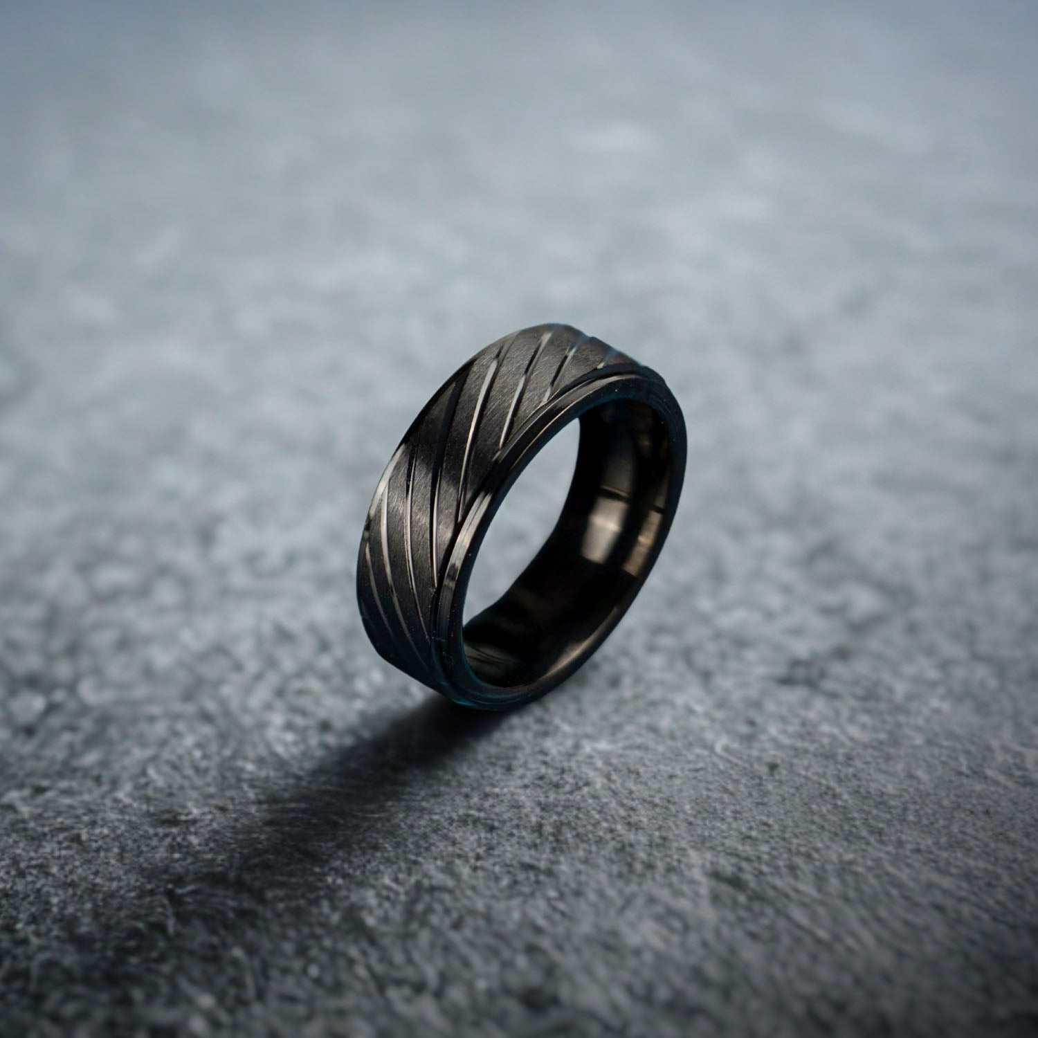 Riven Black Band Ring - Mesmerize India
