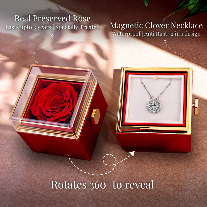 Rotating Rose Gift Box With Necklaces- Mesmerize India