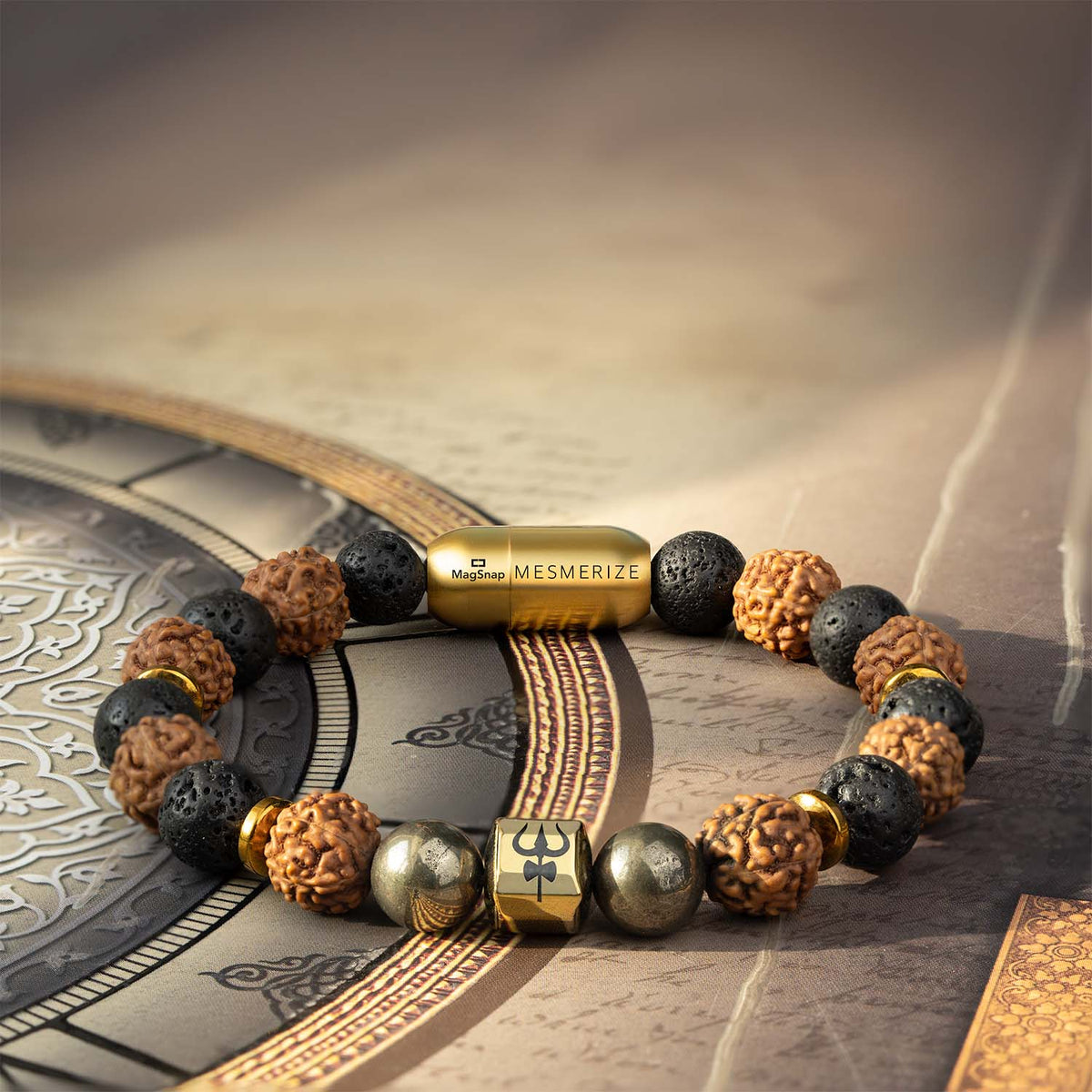 Buy Spiritual Rudraksh Pyrite Trishul Bracelet with Magsnap- Mesmerize ...