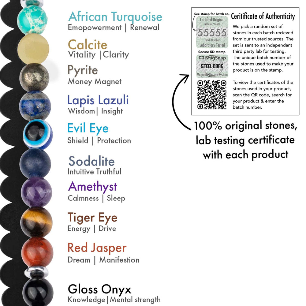 Original Super 9 Chakra Natural Stone Bracelet by Mesmerize