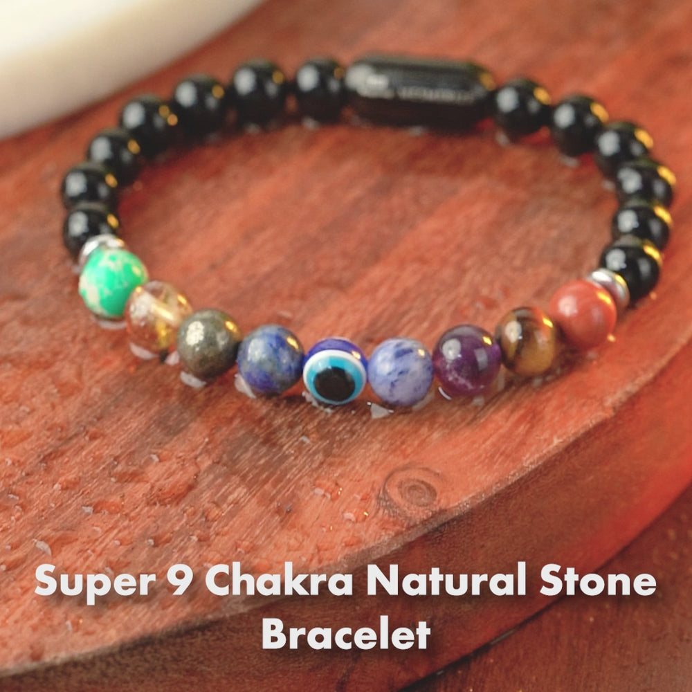 Unisex Super 9 Chakra Natural Stone Bracelet - Buy Now from Mesmerize