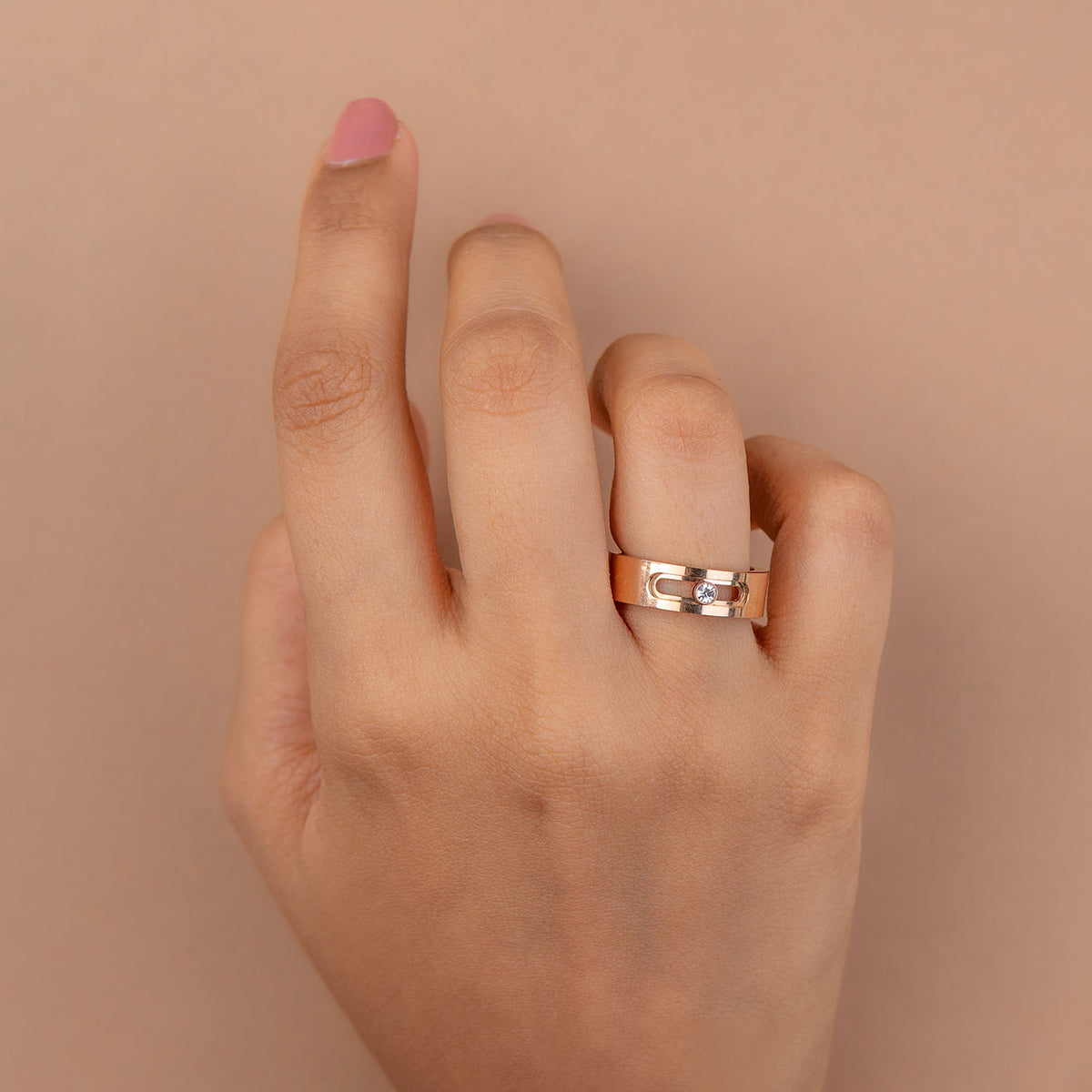 Rose Gold Dancing Diamond Ring - Mesmerize India